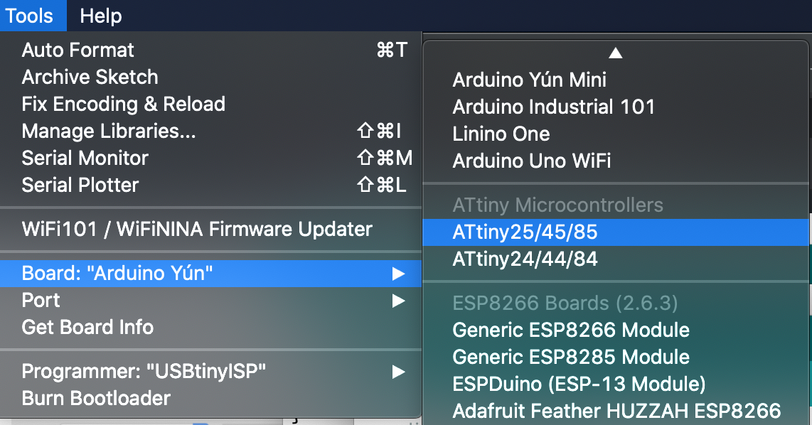 ATtiny85 Arduino Programming with Sparkfun Tiny Programmer on a Mac ...